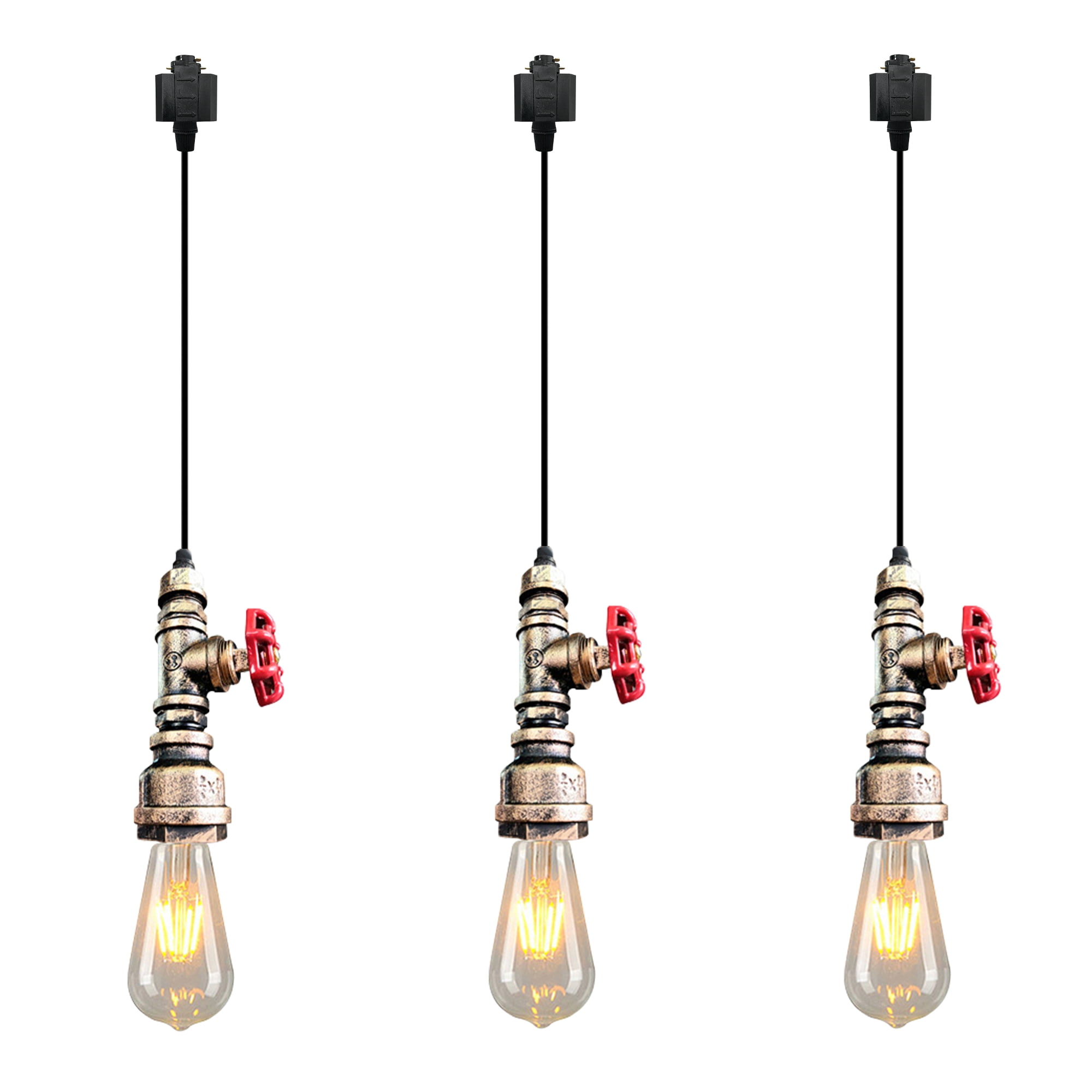 Kiven H-Type Track Lighting, 3-Light Industrial Halo Track Pendant ...