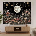 Enchanted Floral Tapestry Wall Hanging Celestial Moon & Stars Night Sky ...