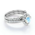 JeenMata 1.5 carat Cushion Faceted Blue Moonstone and Moissanite Infinity Trio Wedding Ring Set ...