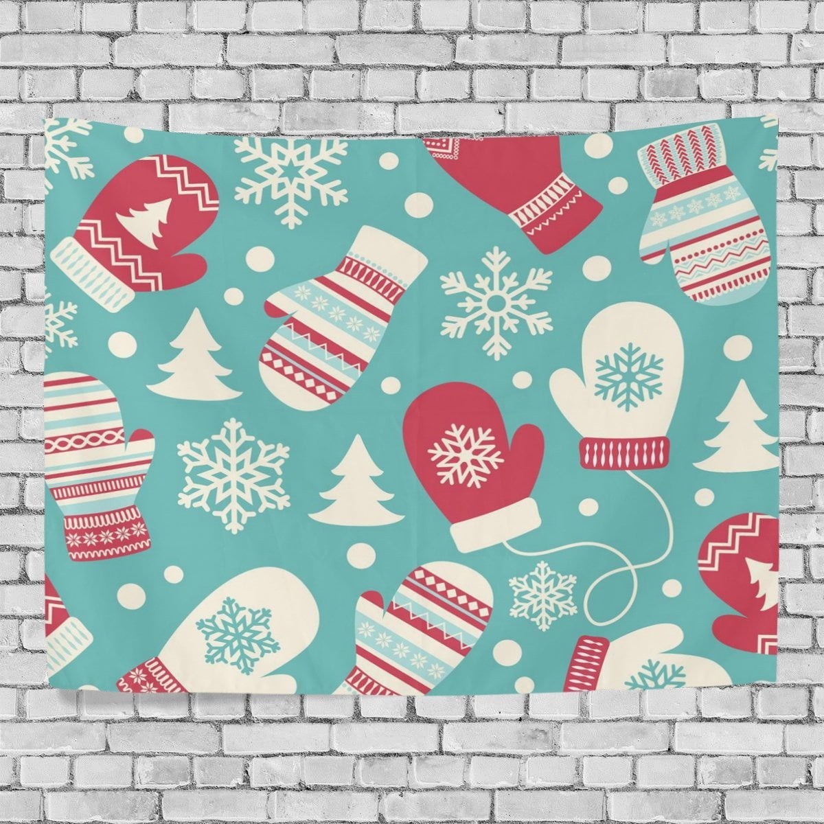 POPCreation Merry Christmas Wall Tapestry Xmas Cartoon Gift Gloves Home ...