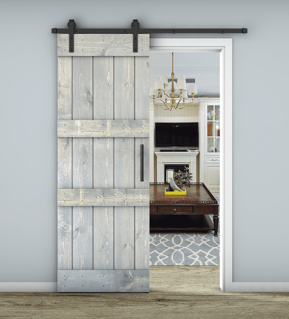 Essencaliy 30in x84in Solid Wood Barn Door, Made-in-USA Farmhouse ...