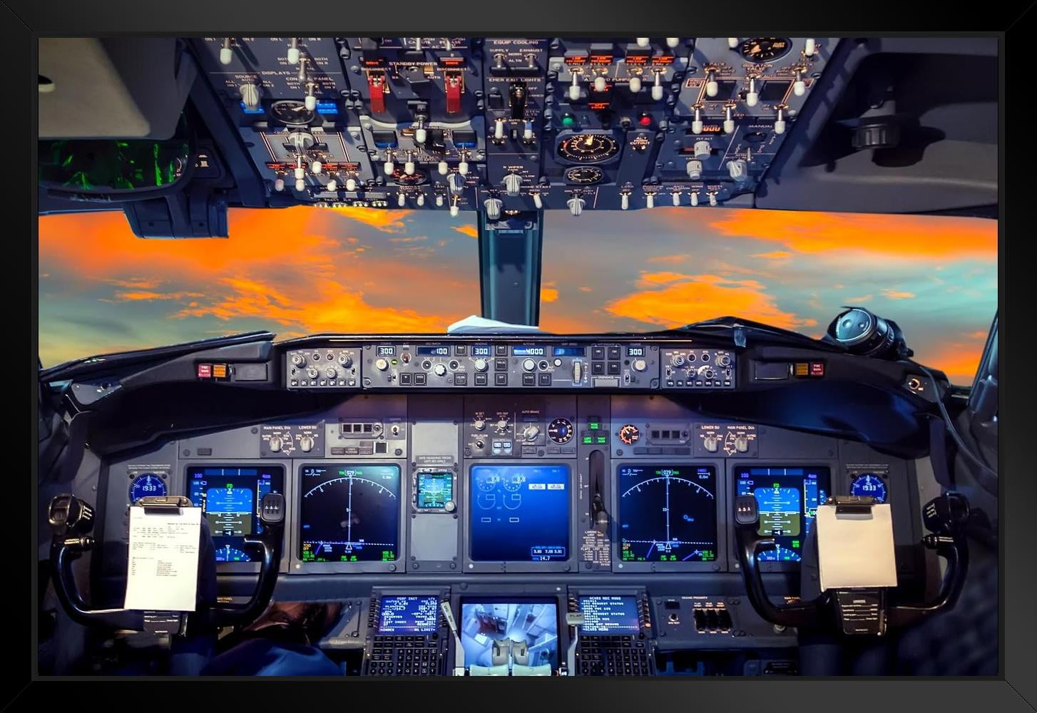 Cockpit Poster Cessna Flight Deck F 16 737 Airplane Cockpit at Sunset ...