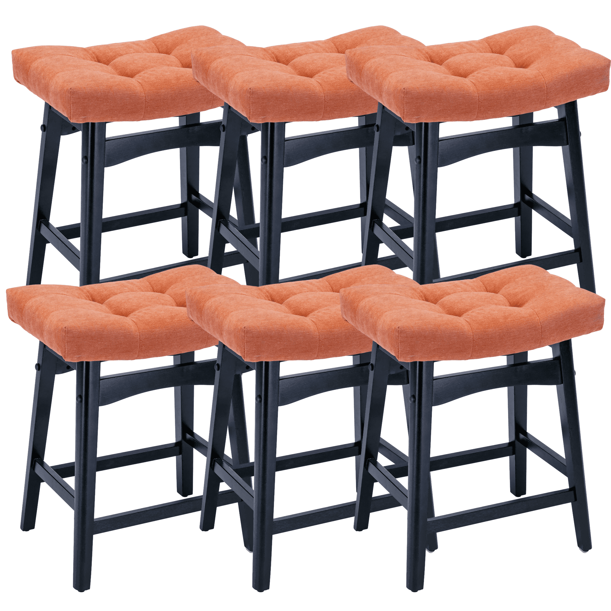 Velvet Backless Counter Height Upholstered Barstools, Bar Stools Seat ...