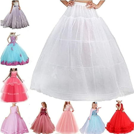 Flower Girls Petticoat 3 Hoops Full Slips Dress Kids White Crinoline ...