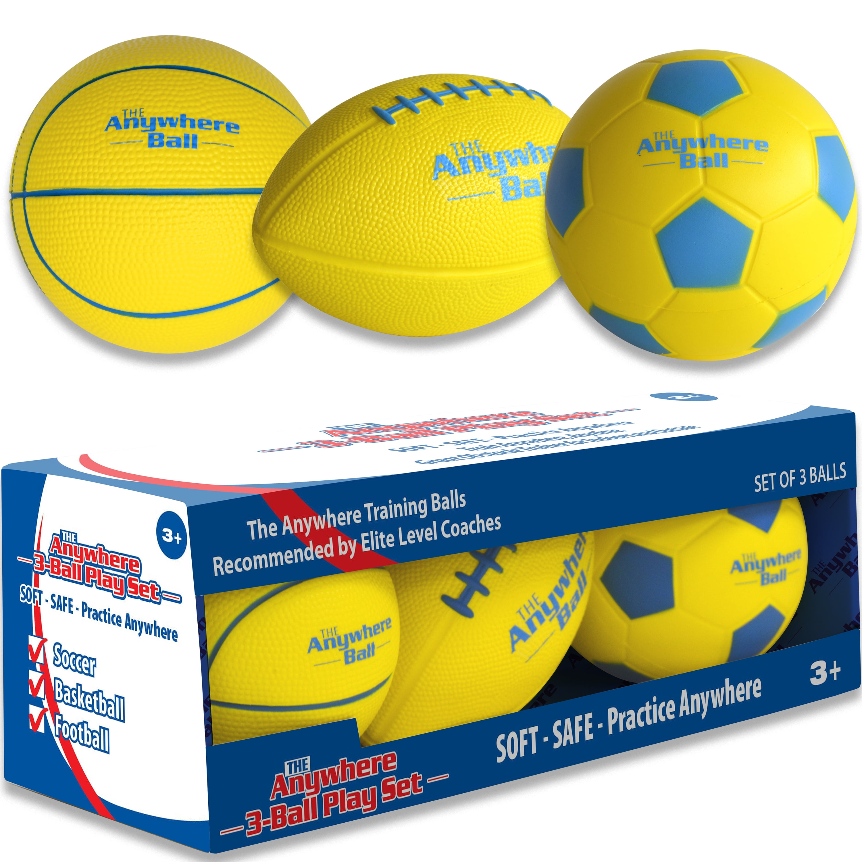Anywhere Ball - 3 Ball Sport Set Including Football, Soccer Ball, and ...