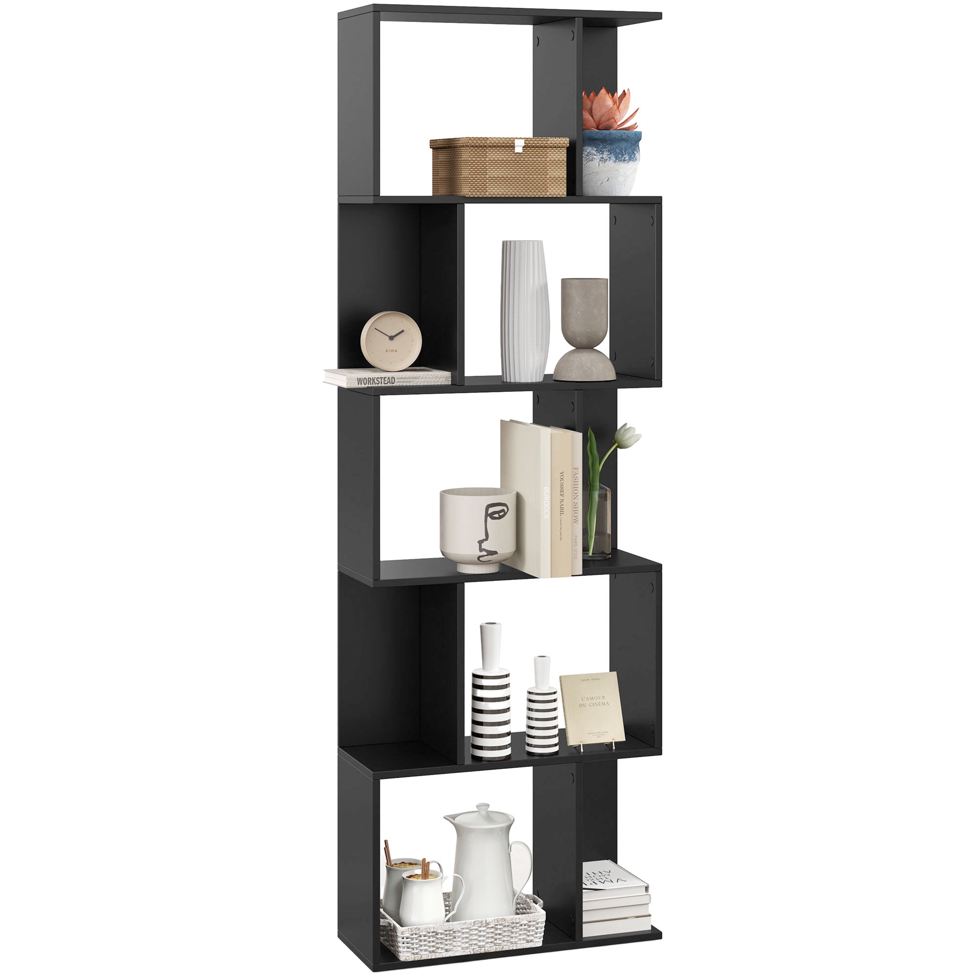 Click here for Homcom Geometric Bookcase  5-Tier S Shaped Bookshe... prices