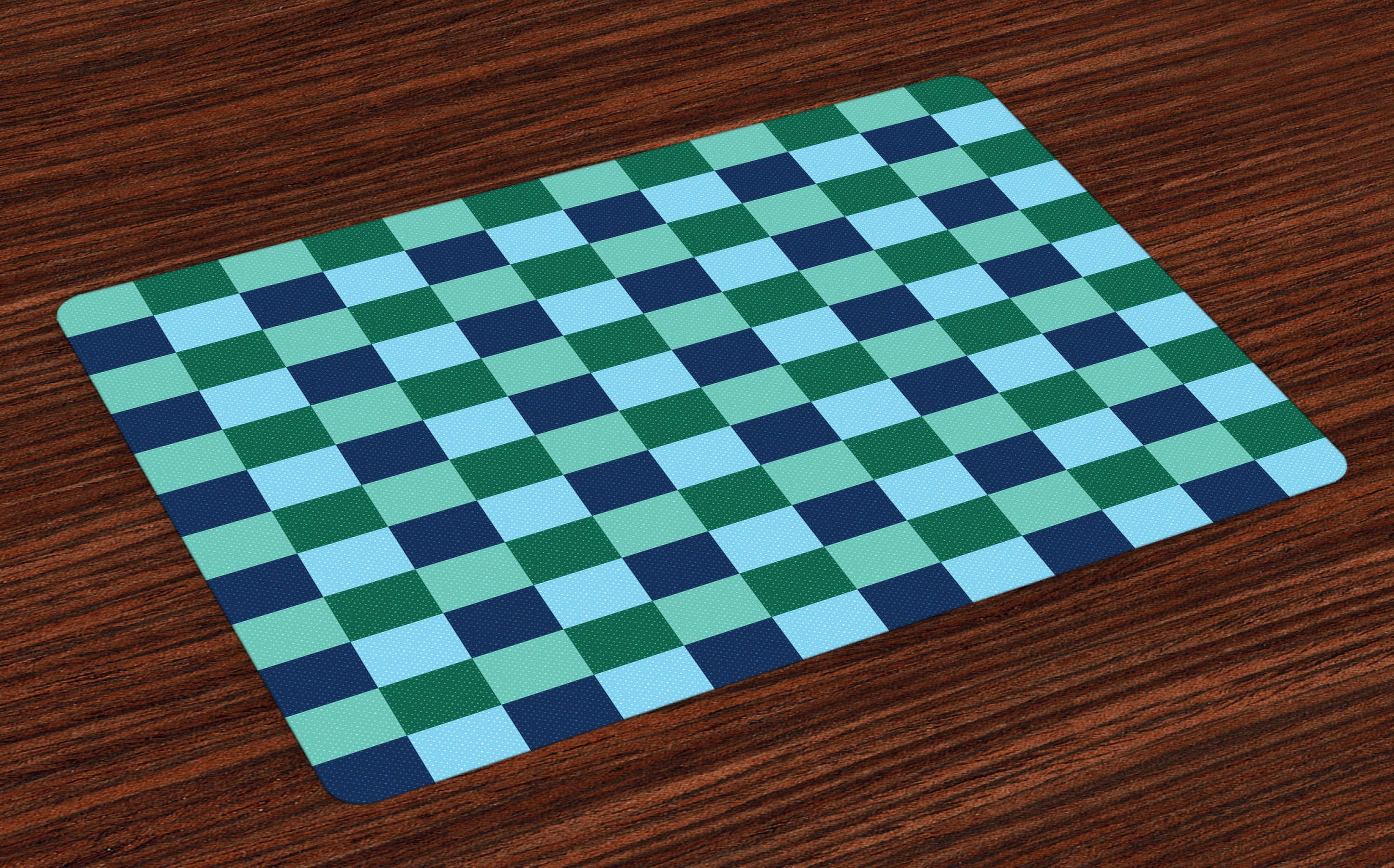 Ambesonne Navy and Teal Place Mats Set of 4, Polka Dot Squares ...