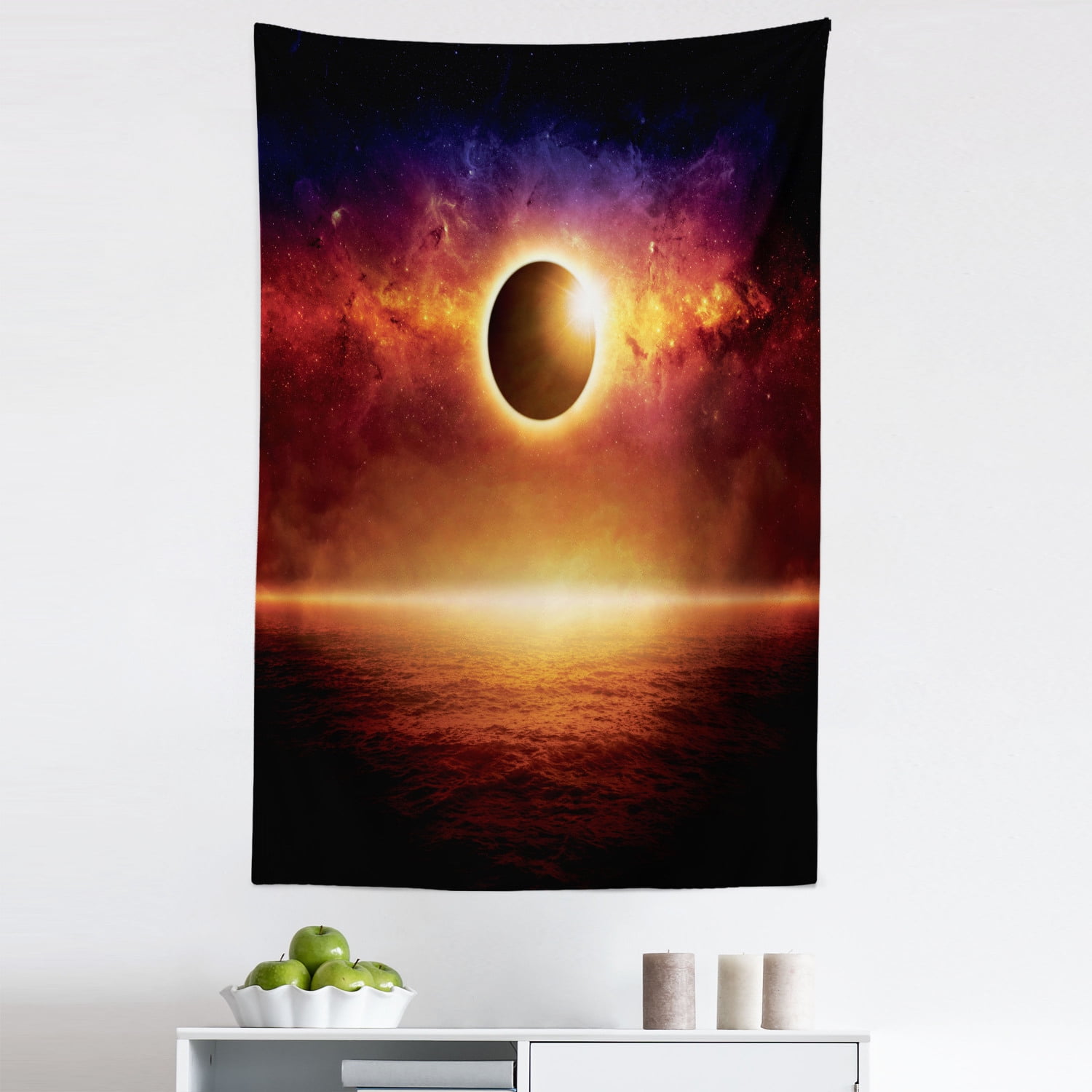 Universe Tapestry, Sun Eclipse Themed Sci-fi Look Galactic Scenery ...