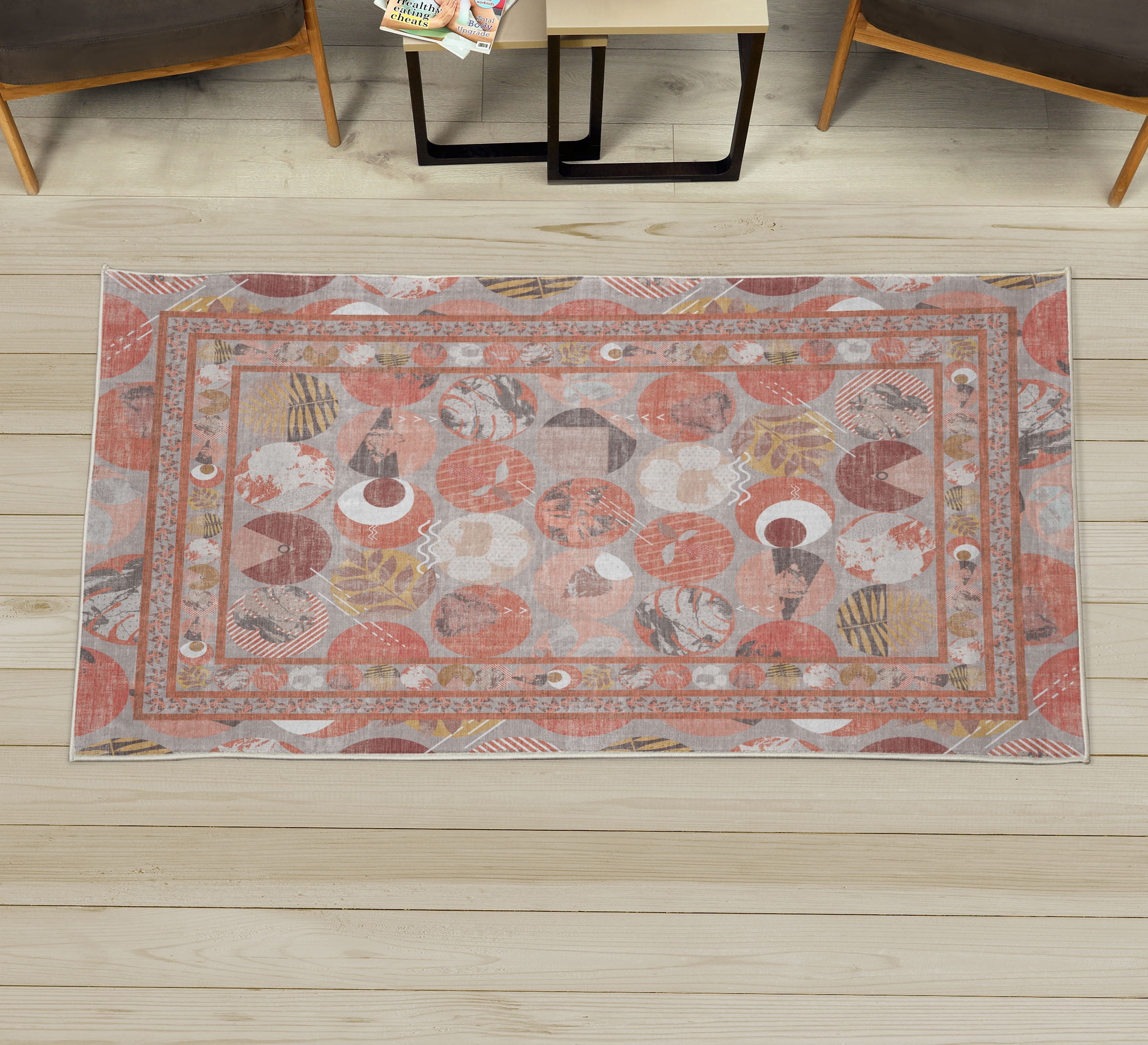 Floral Decorative Rug, Colorful Pastel Rounds with Exotic Tropical ...