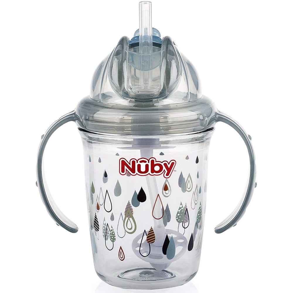 Nuby Active Sipeez 360 Flip N' Sip Straw Sippy Cup, Raindrops - Walmart.com - Walmart.com