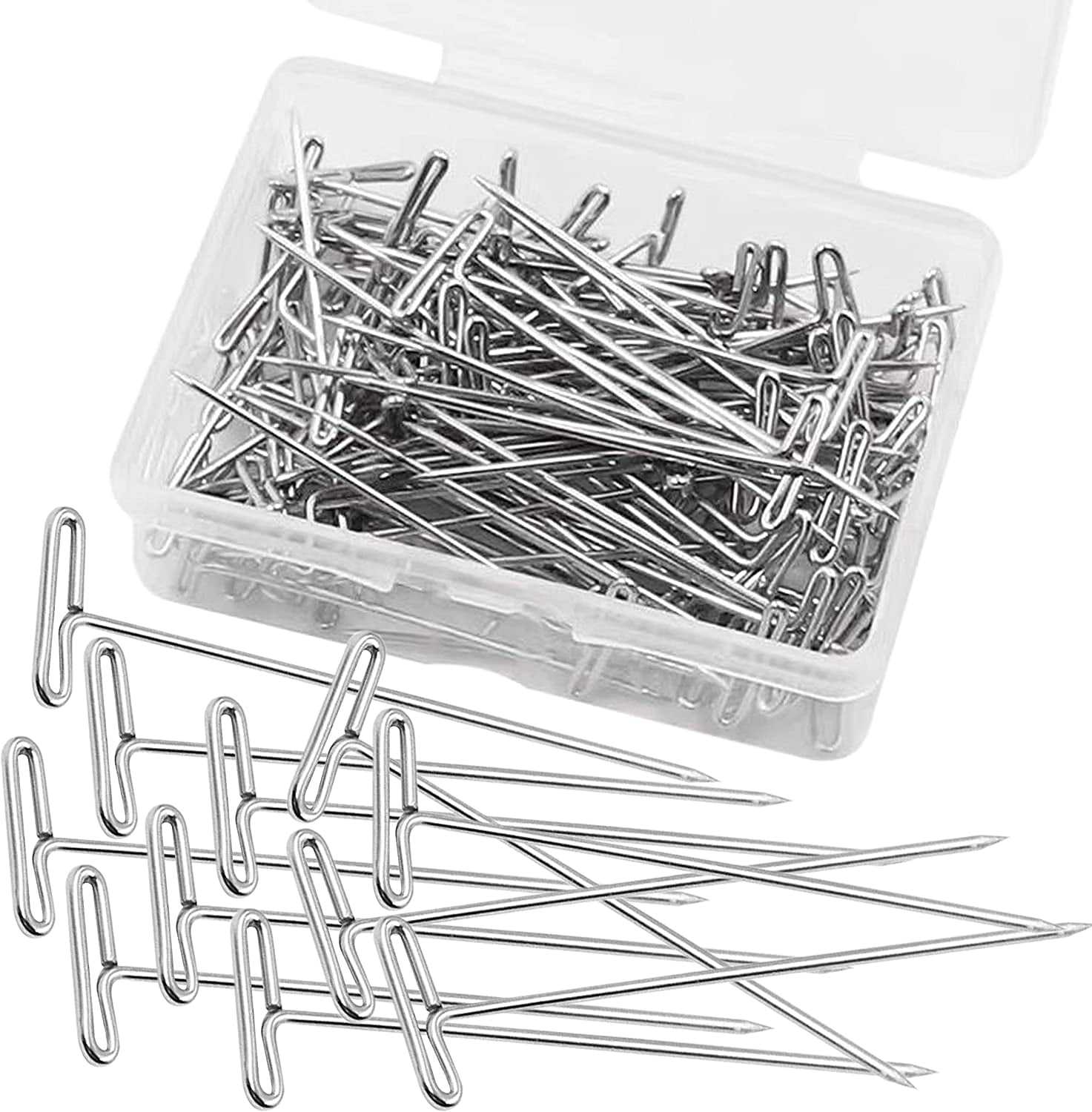 TRIANU T Pins, 200 Pcs T Shape Sewing Pins for Wigs and Crafts, Stainless Steel Push Pin Kit ...