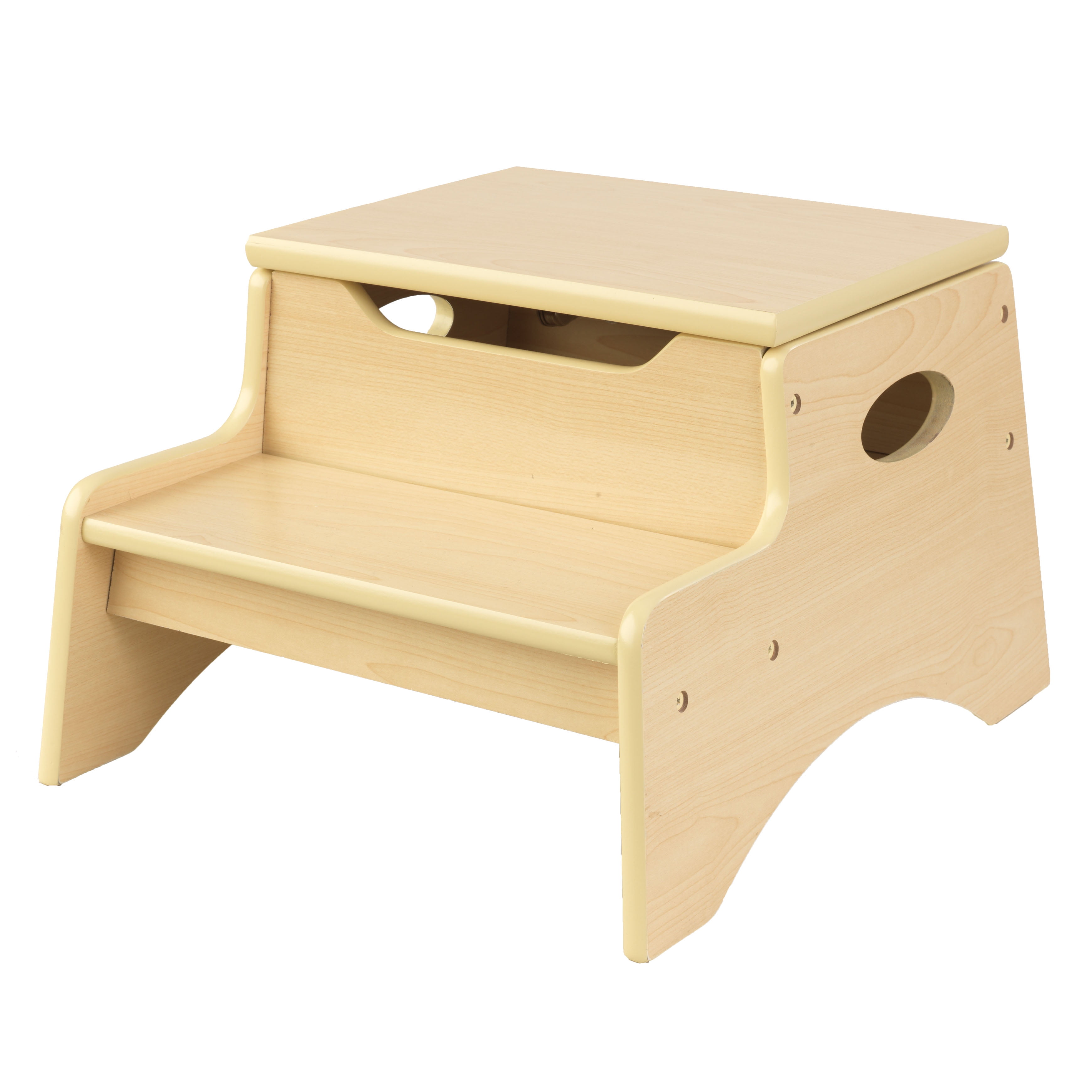 KidKraft Wooden Step 'N Store Stool with Handles and Storage, Natural ...