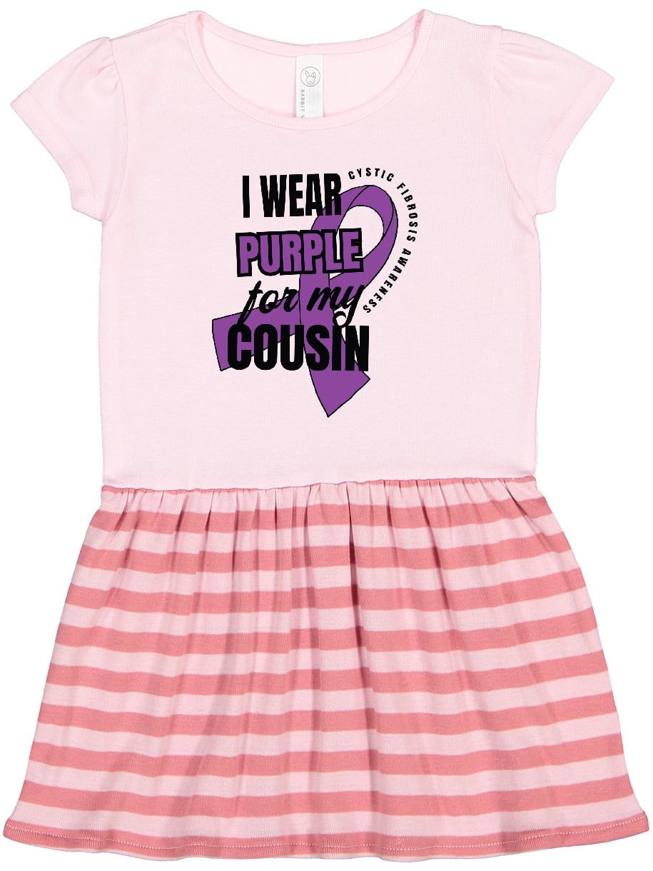 Inktastic I Wear Purple For My Cousin Cystic Fibrosis Awareness Gift Toddler Girl Dress ...