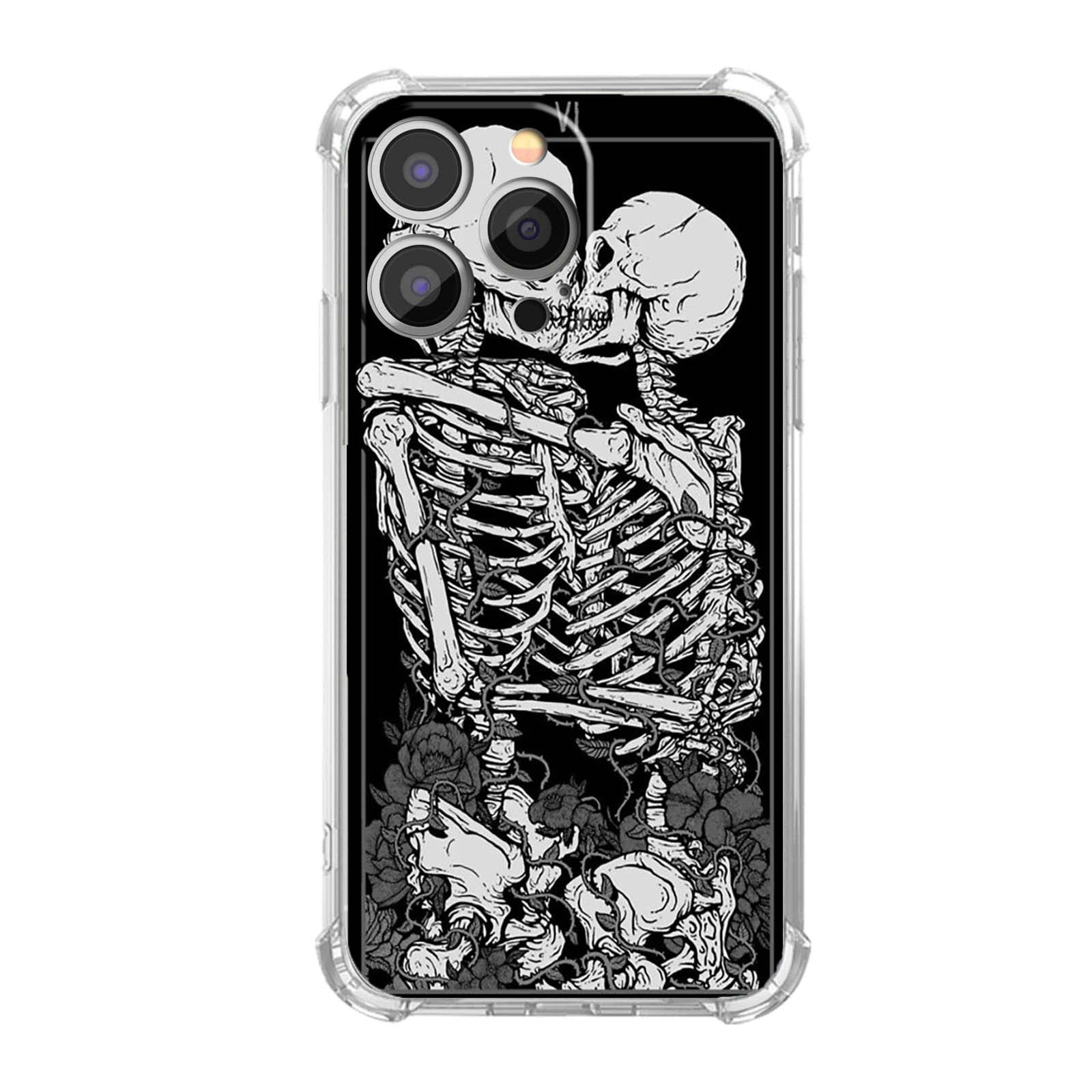 Skeleton Lovers Case for iPhone 13 Pro Max,Aesthetic Art Design Pattern Soft Full TPU Bumper ...