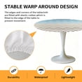 Abstract Gradient Round Table Cover, Stripes Blue Brown Ombre Chevron ...
