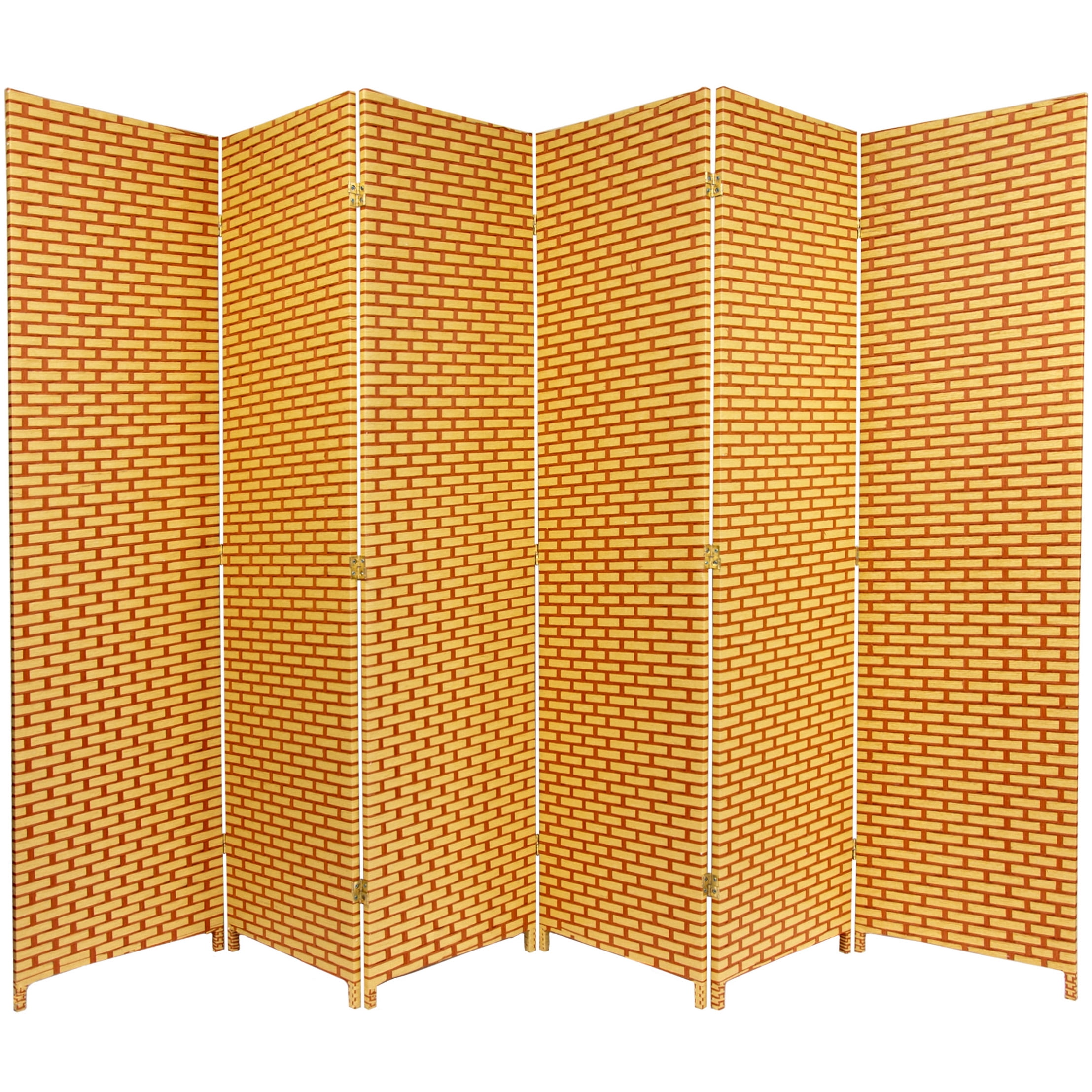 Oriental Furniture 6 ft. Tall Woven Fiber Room Divider - Natural/Rust ...