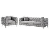 Morden Fort Modern Contemporary Living Room Sofa Set Chair and Couch with Deep Button Tufting ...