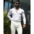 BUYJYA Men's Muscle Dress Shirts Casual Button Down Long Sleeve Elasticity Athletic Fit Wrinkle ...