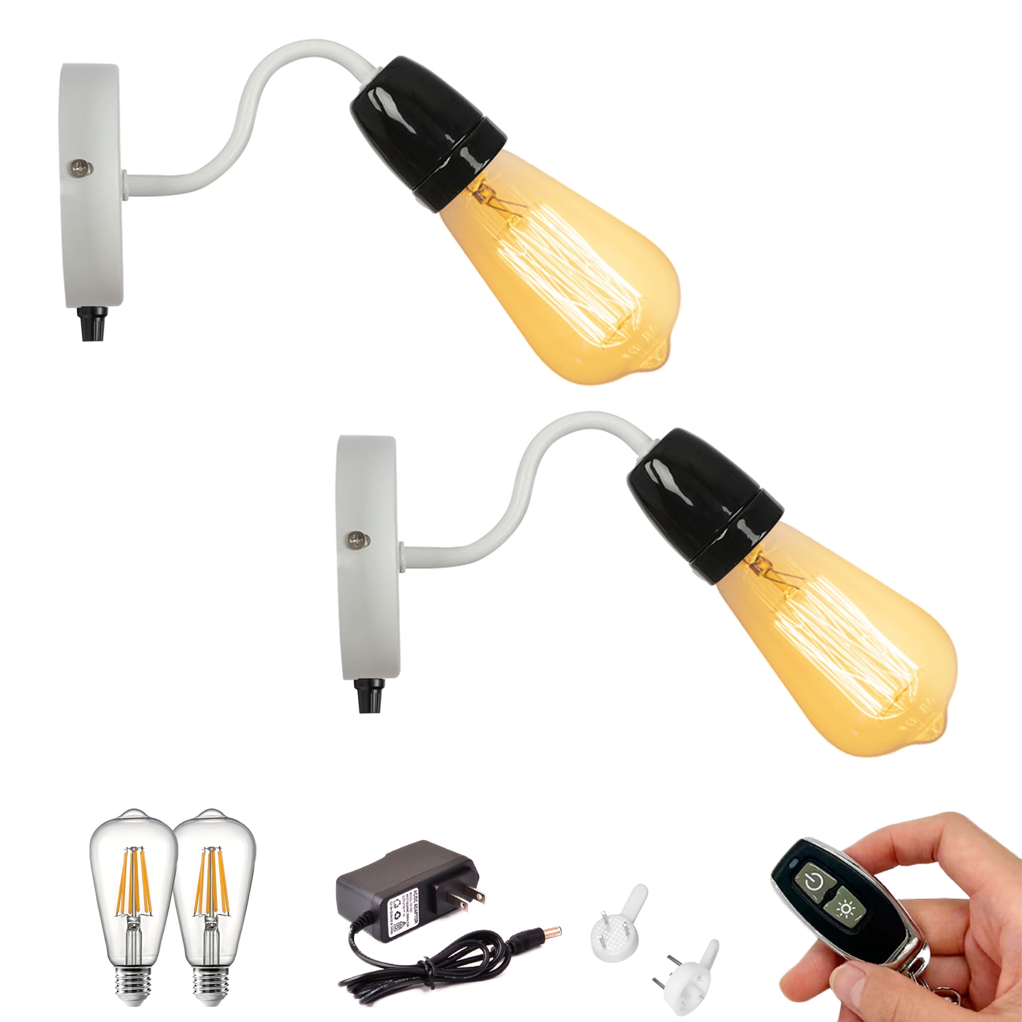 Kiven Battery Operated Wall Lamp, Modern Iron Wall Sconces with Ceramic ...