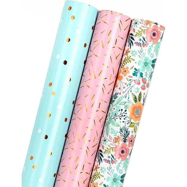 Wrapping Paper Roll - Mini Roll - 17 inch X 120 inch Per roll - Pink ...