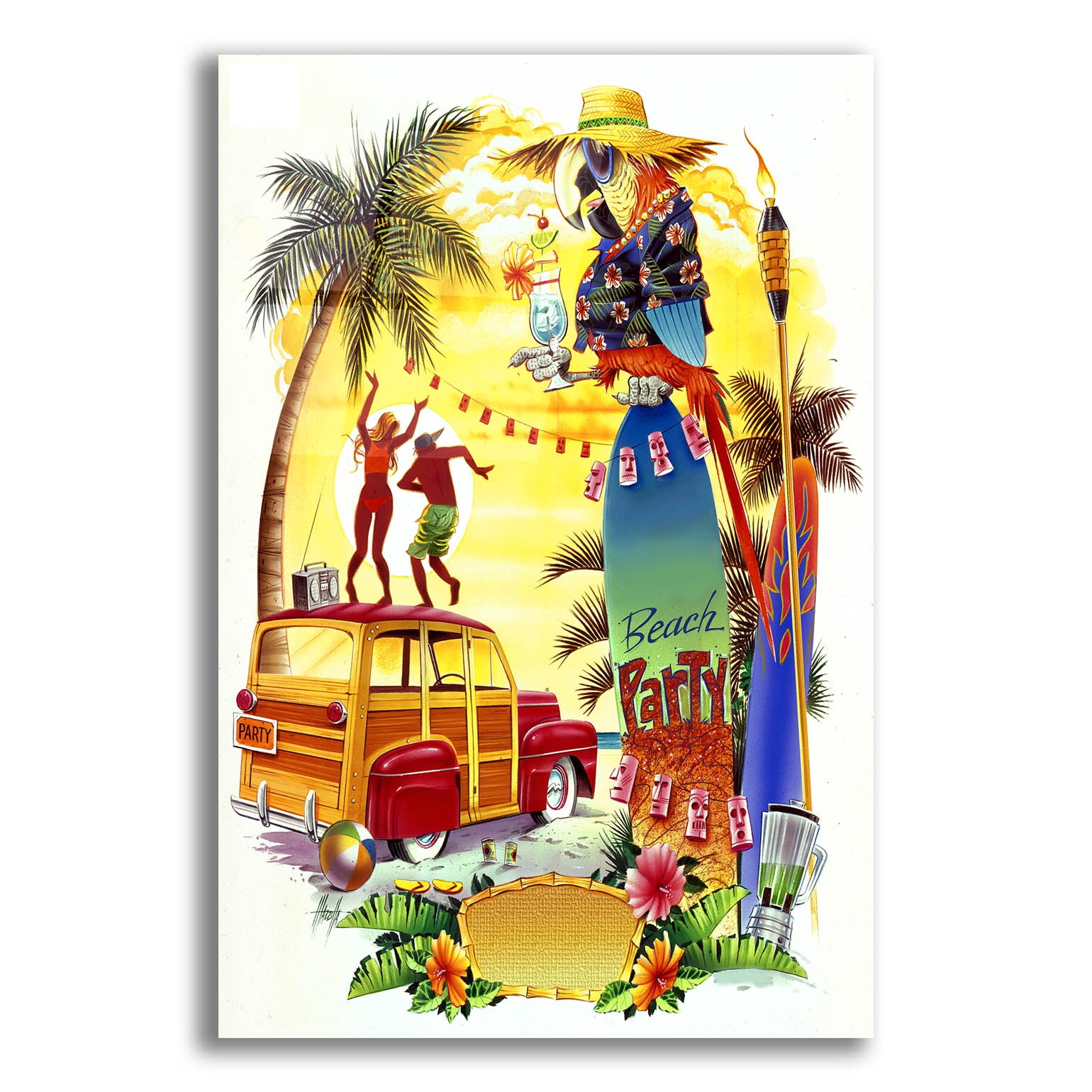 Epic Art 'Woodie Beach Party' by James Mazzotta, Acrylic Glass Wall Art ...
