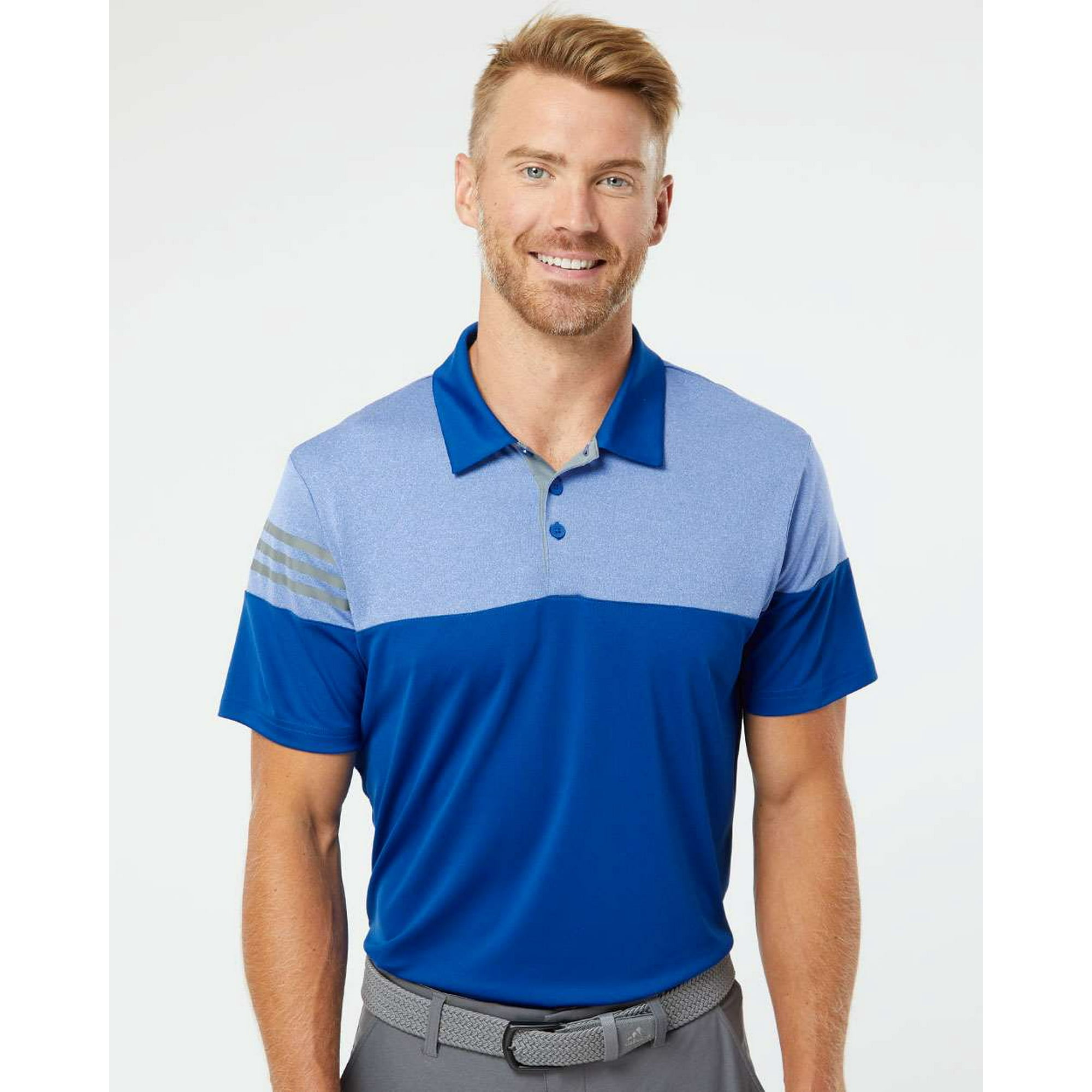 Click here for Adidas Mens Heathered 3-Stripes Colorblock Polo  2... prices