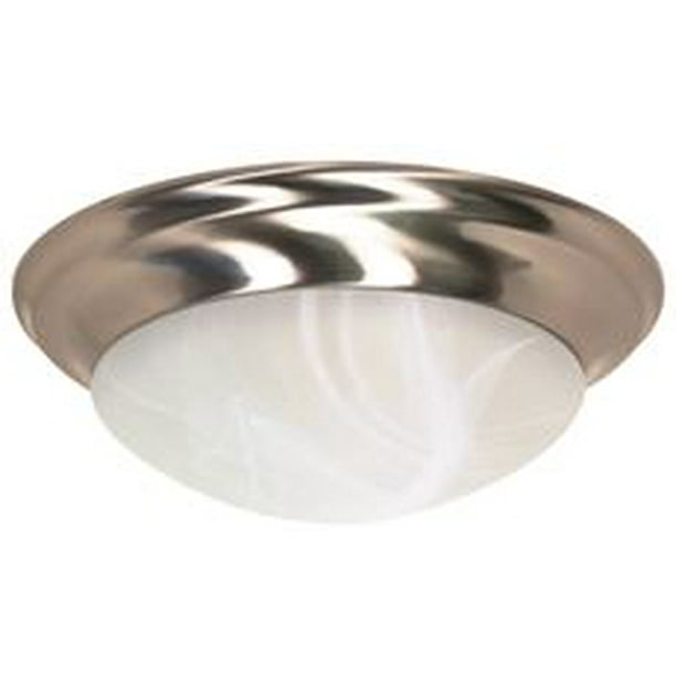 Flush Mount Three Light 17 In. Brushed Nickel With Alabaster Glass ...