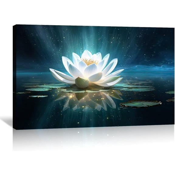 AVOI Zen Canvas Wall Art Teal Lotus Flower Pictures Print Turquoise ...