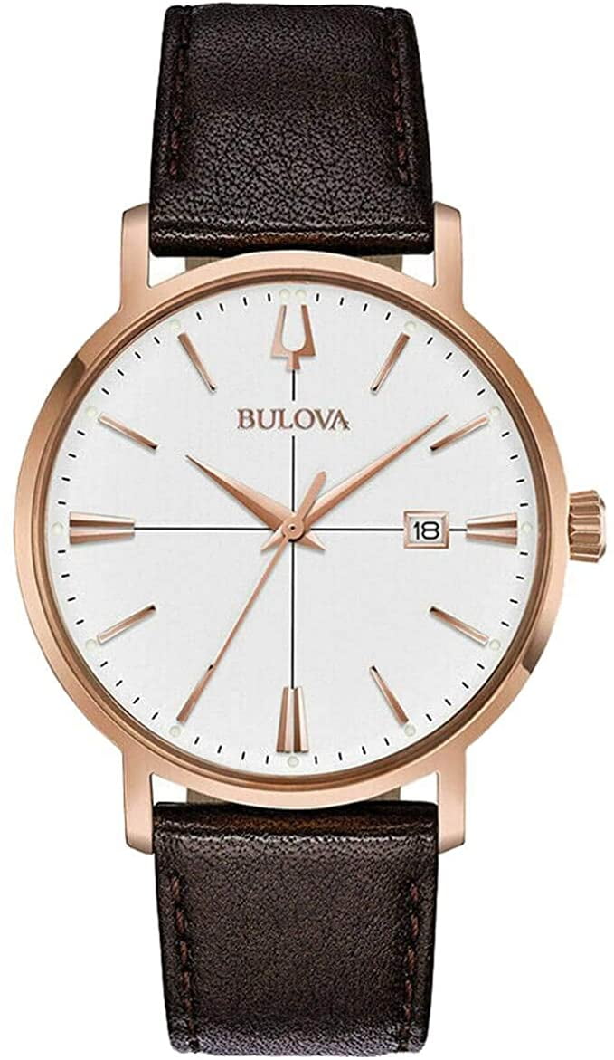 Bulova Aerojet Brown Leather Mens Watch 97B166 - Walmart.com