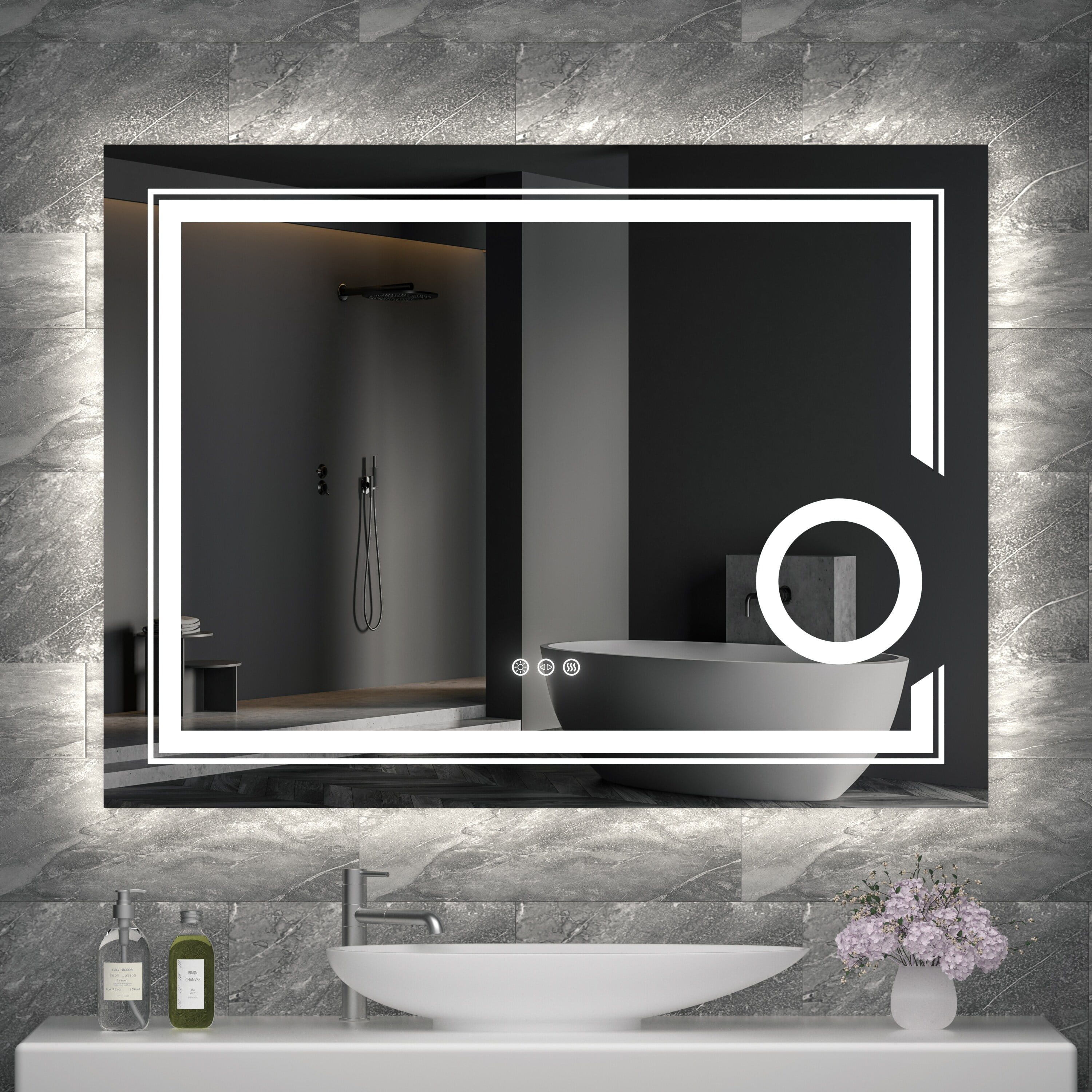 fliptradeinc LED Backlit Dual Light Bathroom Mirror Makeup Anti-Fog ...