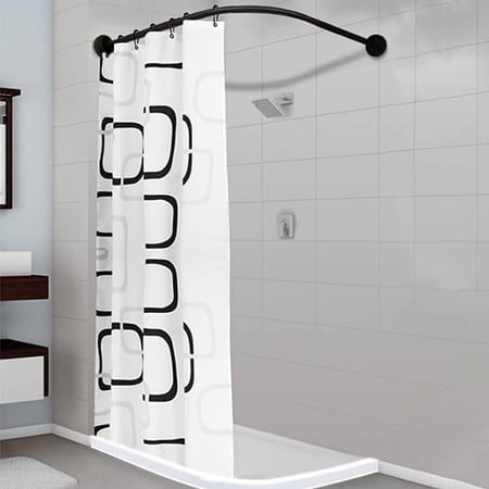 L Shaped Curved Shower Curtain Rods Bathtub Rails Drill Free Install ...