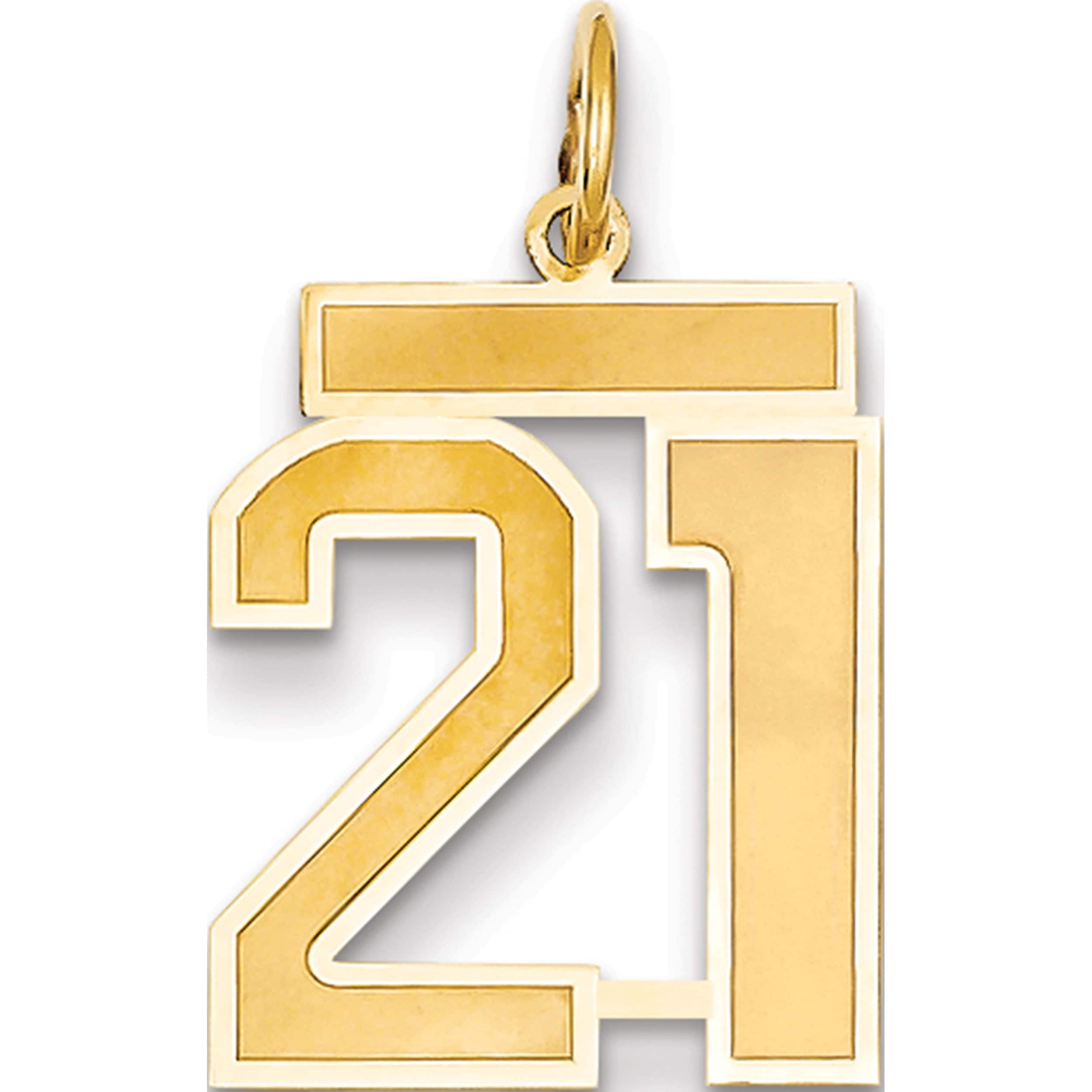 14K Yellow Gold Medium Satin Number 21 Charm Made In United States ...