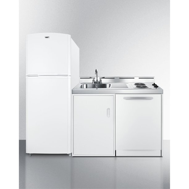 All-in-one combination kitchenette with full-sized refrigerator-freezer ...