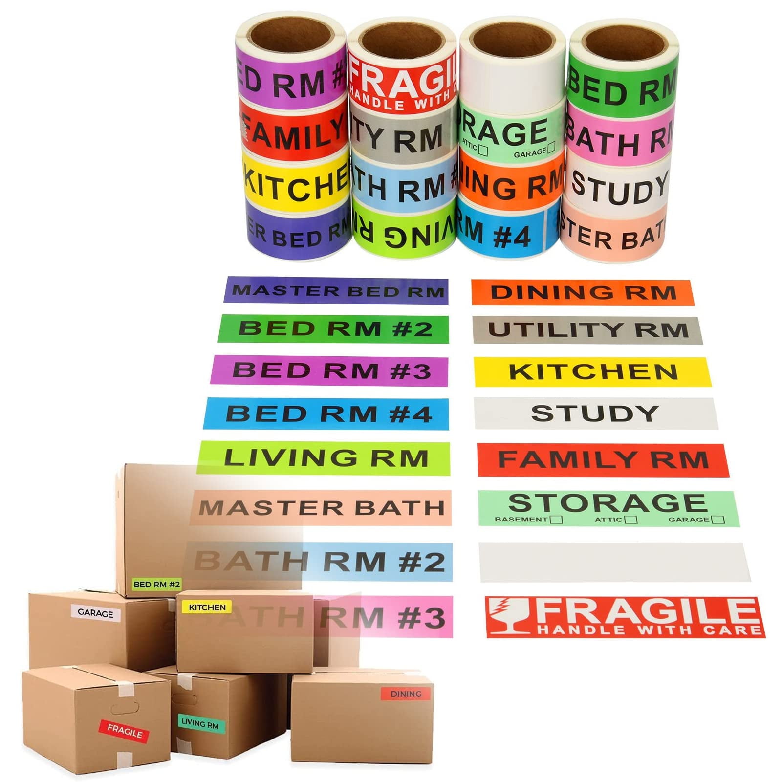 Click here for Funglam 960 Count Home Moving Color Coding Labels... prices
