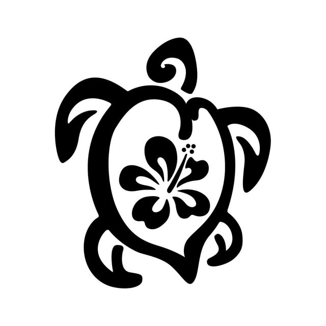 Hibiscus Turtle Sticker Decal Die Cut - Self Adhesive Vinyl - Weatherproof - Made in USA - Many ...