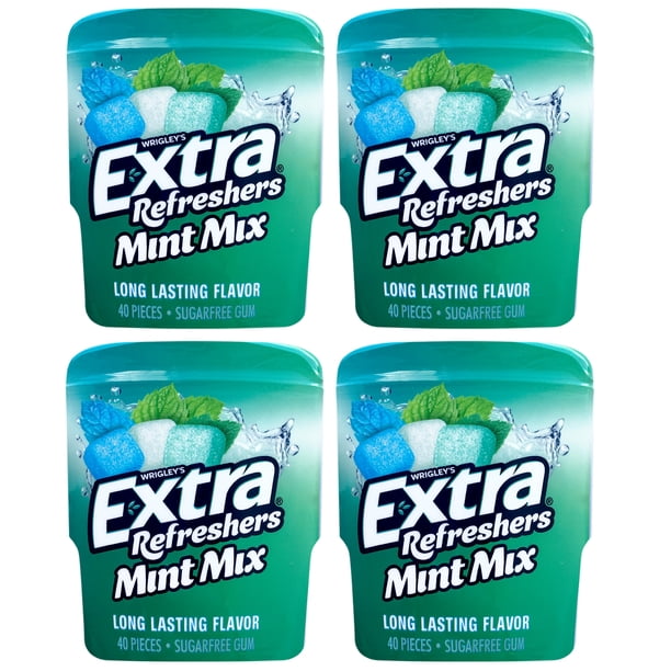 EXTRA Refreshers Mint Mix Gum, 40-Piece Bottles, 4 Pack - Walmart.com