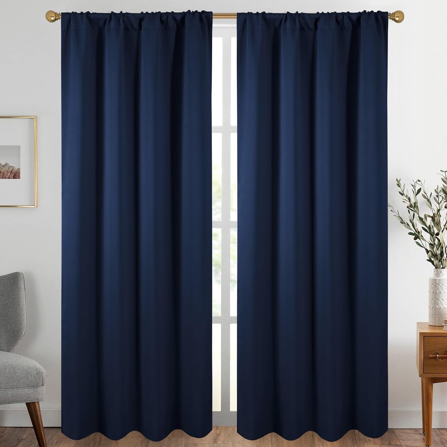 Click here for Pinesc Glqgs Navy Blue Blackout Curtains For Bedro... prices
