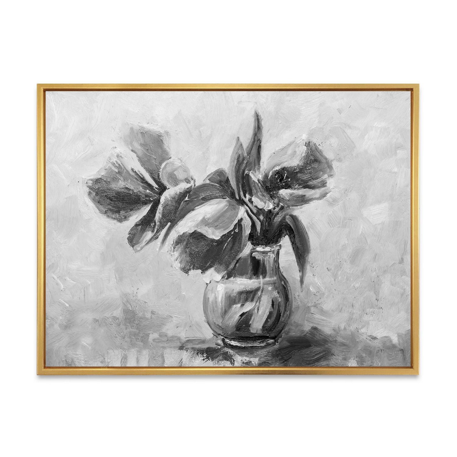 Designart Monochrome Still Life Of Flowers In A Vase FLOAT FRAME WALL ...