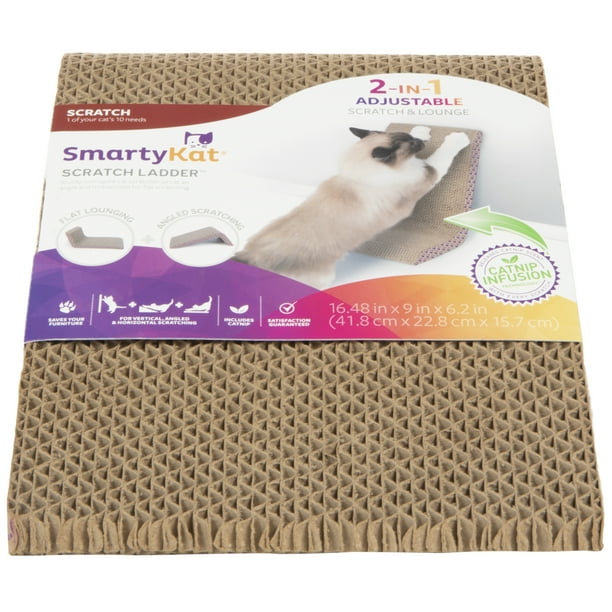 SmartyKat Scratch Ladder Angled Catnip-Infused Corrugate Cat Scratcher ...