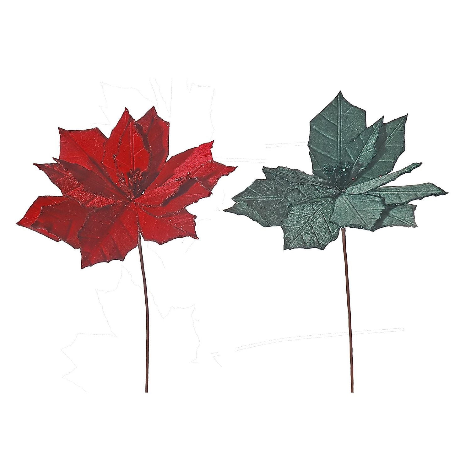 Click here for Ih Casadécor Glitter Edged Poinsettia Spray - Set... prices