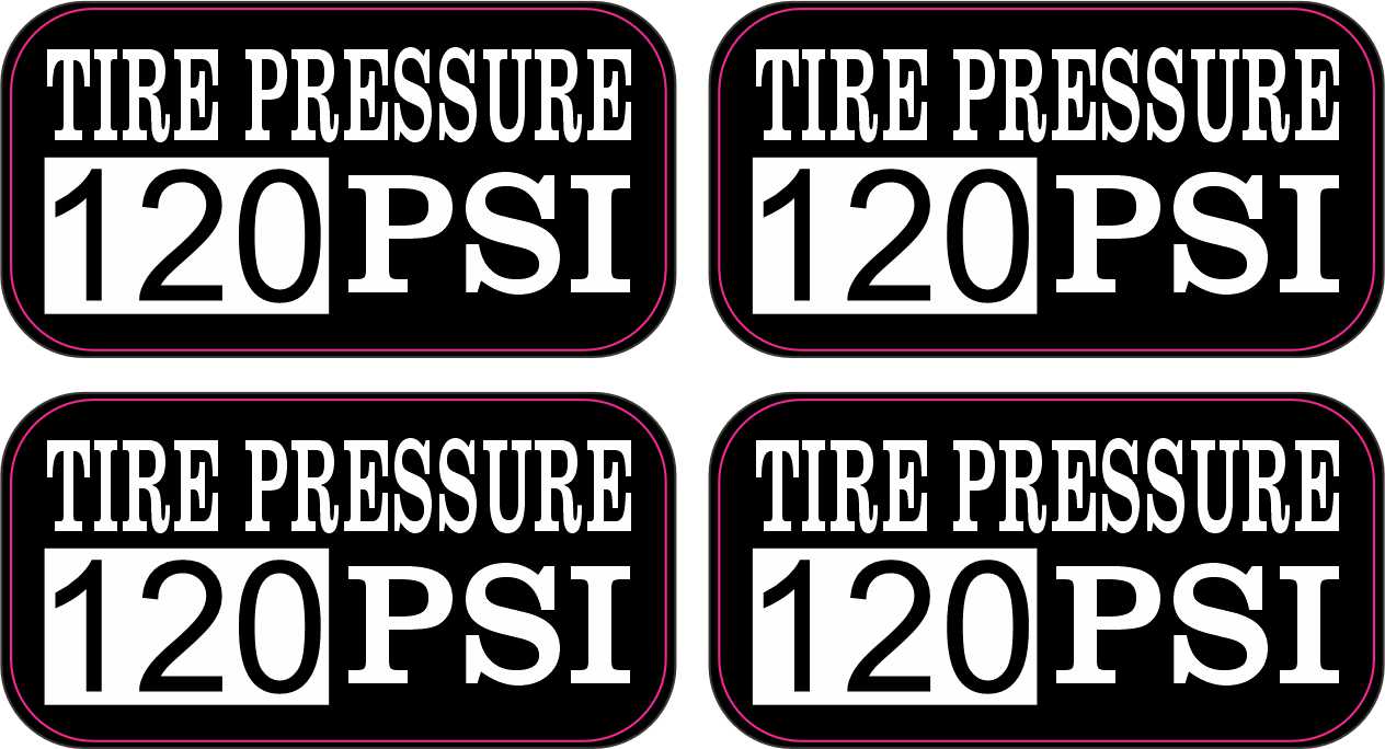 StickerTalk 120 PSI Stickers, 1 sheet of 4 stickers, 2 inches x 1 ...
