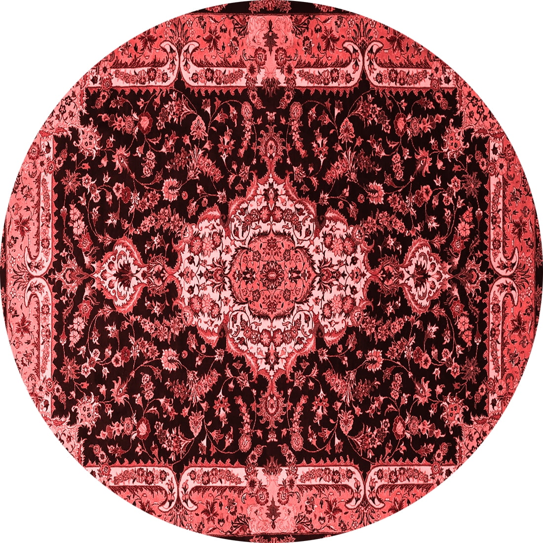 Ahgly Company Indoor Round Medallion Red Traditional Area Rugs, 3 ...
