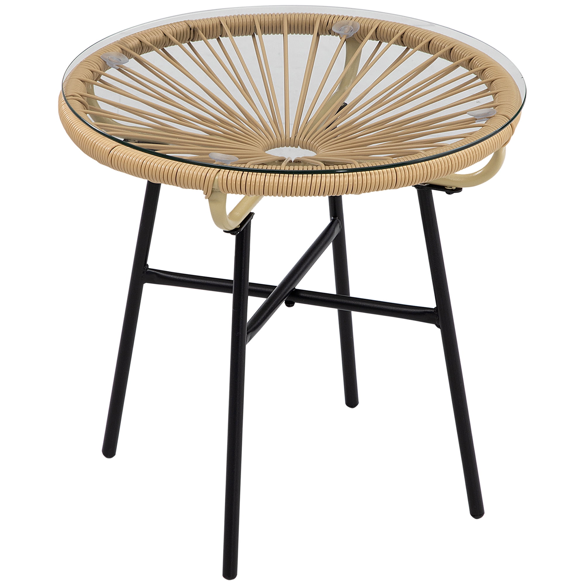 Click here for Outsunny Rattan Side Table W/ Pe Rattan And Temper... prices