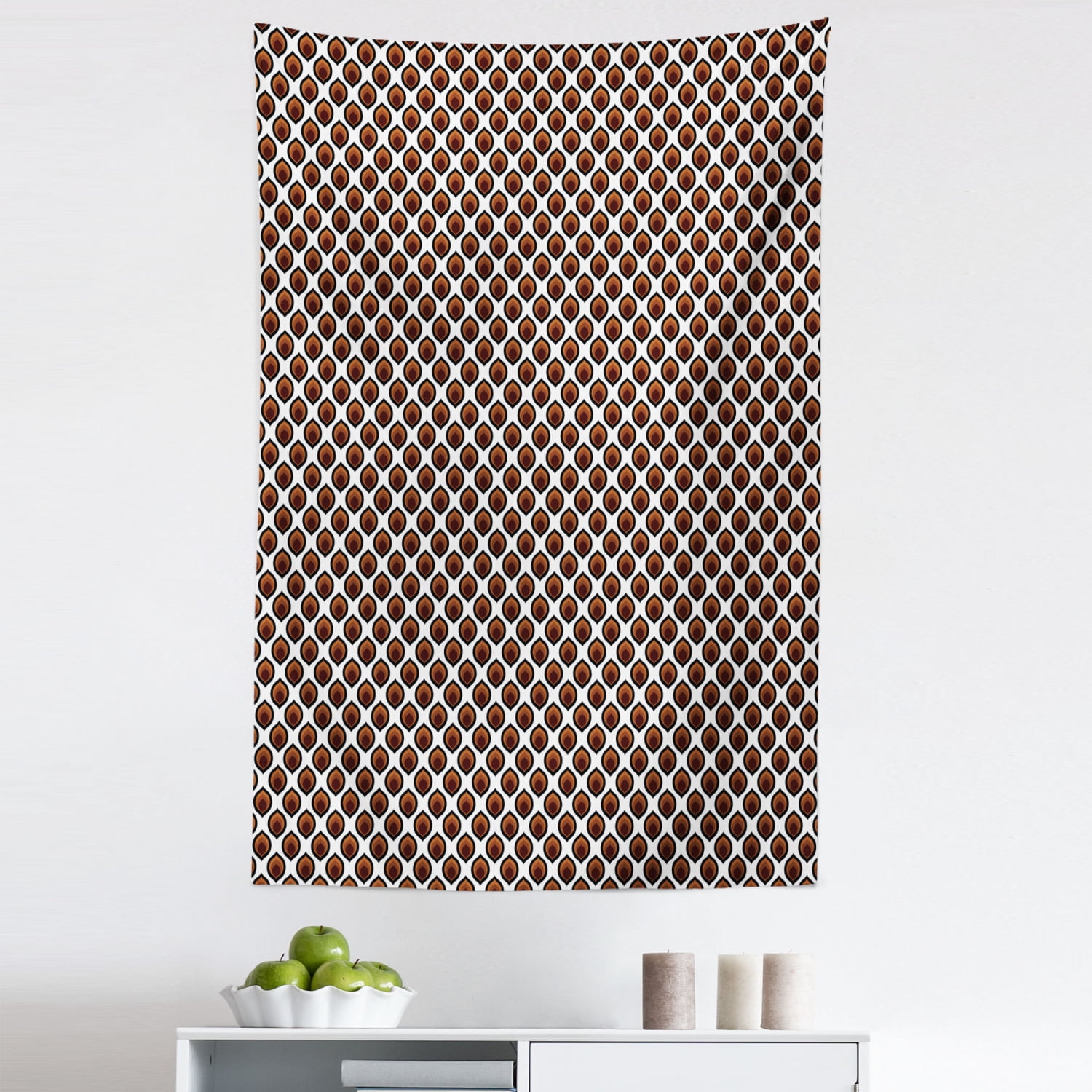 Abstract Tapestry, Composition with Brown Tones Retro Oval Traditional ...