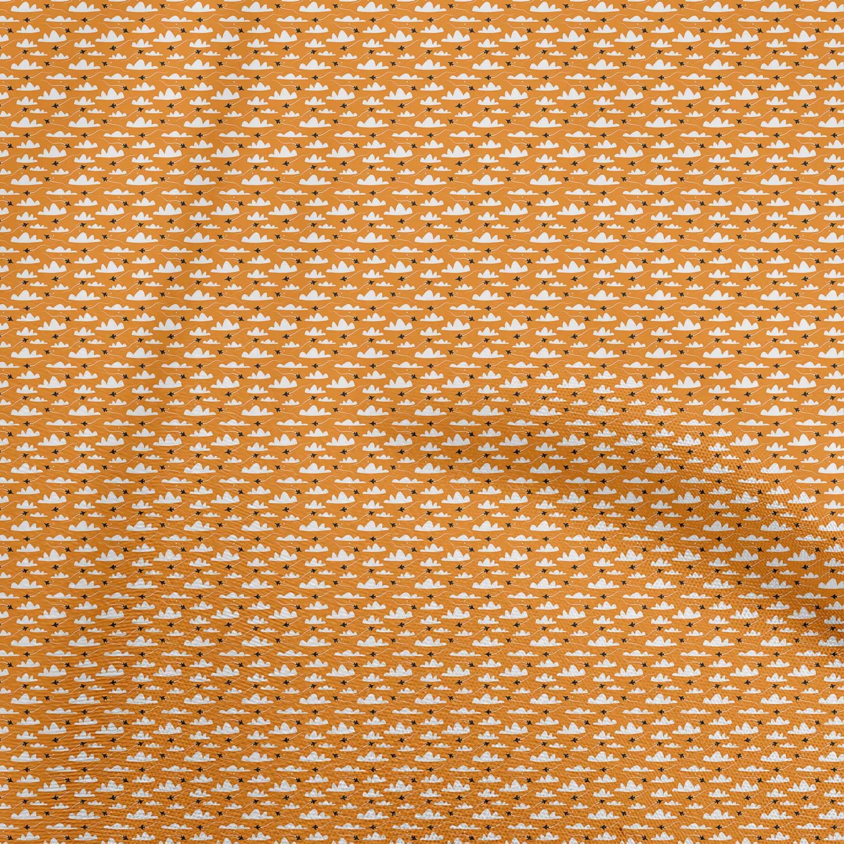 oneOone Silk Tabby Orange Fabric Airplane Sewing Material Print Fabric ...
