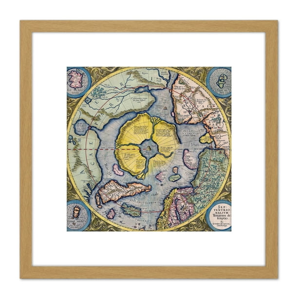 Map Mercator 1623 North Pole Arctic Pictorial Chart 8X8 Inch Square ...