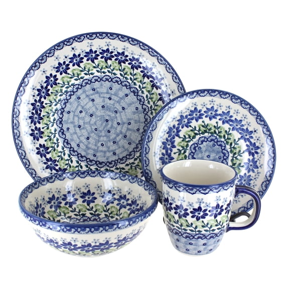 Blue Rose Polish Pottery Hallsey 4 PC Place Setting - Service for 1 ...