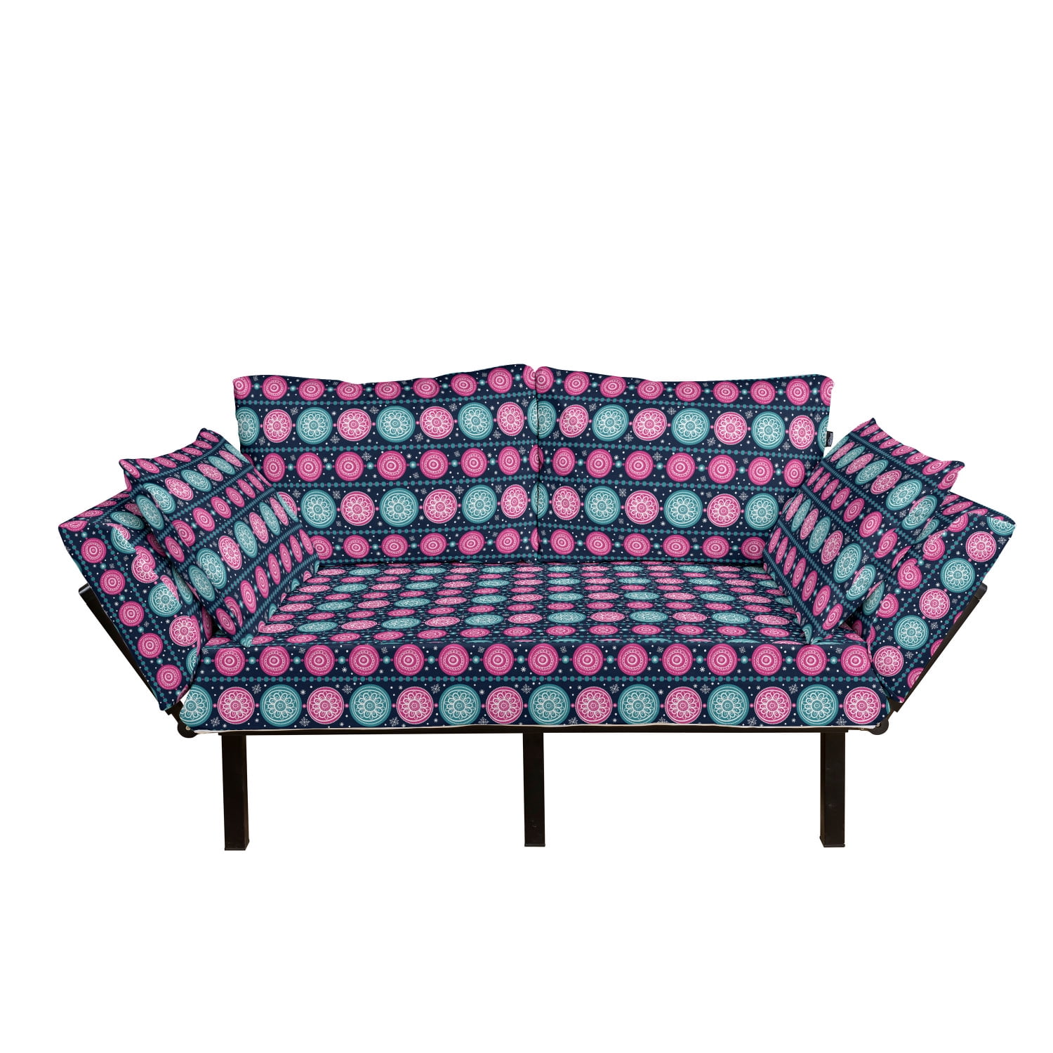 Xmas Futon Couch, Celebration Pattern Vertical Borders Spring Floral ...