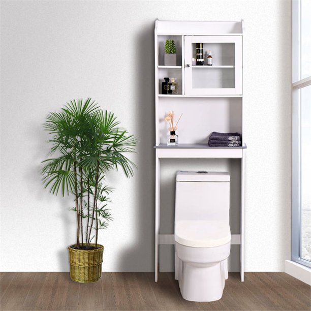 CRO Decor Over The Toilet Space Saver Organization Wood Storage Cabinet ...