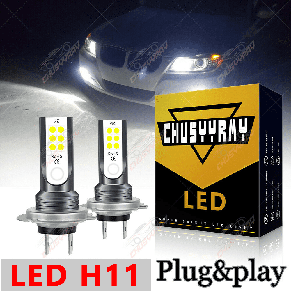 Pair H7 LED Headlights 320W Super Bright 6000K Xenon White High Low ...